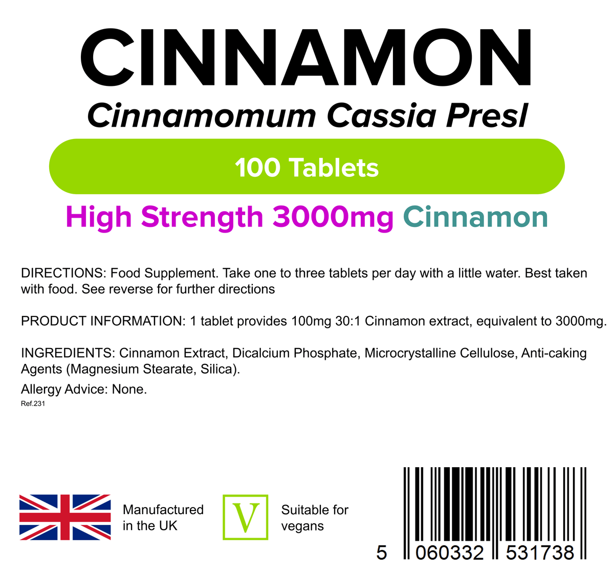 Cinnamon 3000mg Tablets | Supplements | Lindens – Lindens Health ...
