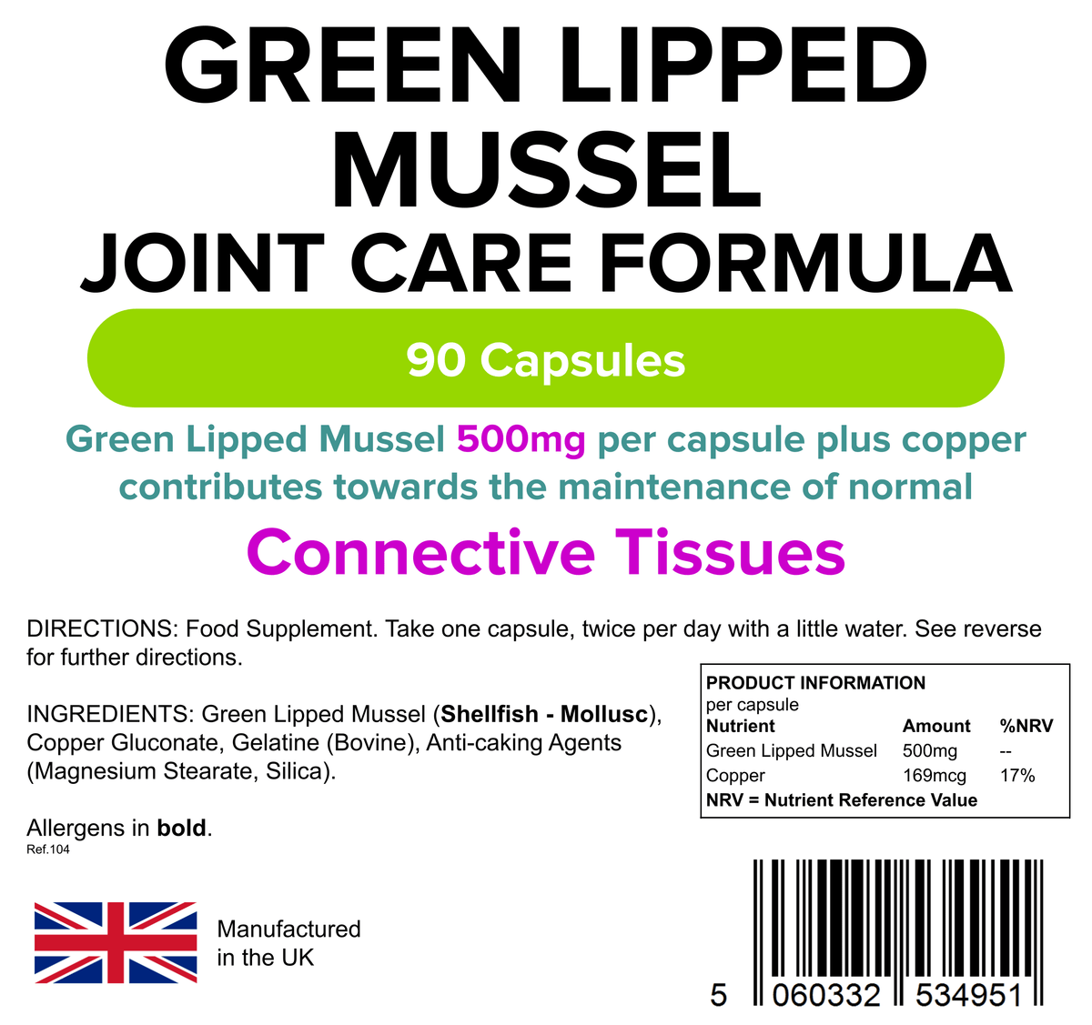 Green Lipped Mussel 500mg Capsules | Supplements | Lindens – Lindens ...
