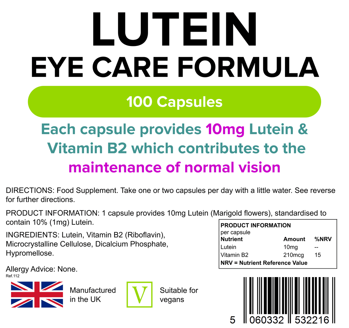 Lutein 10mg (Marigold Extract) Capsules | Botanicals | Lindens ...