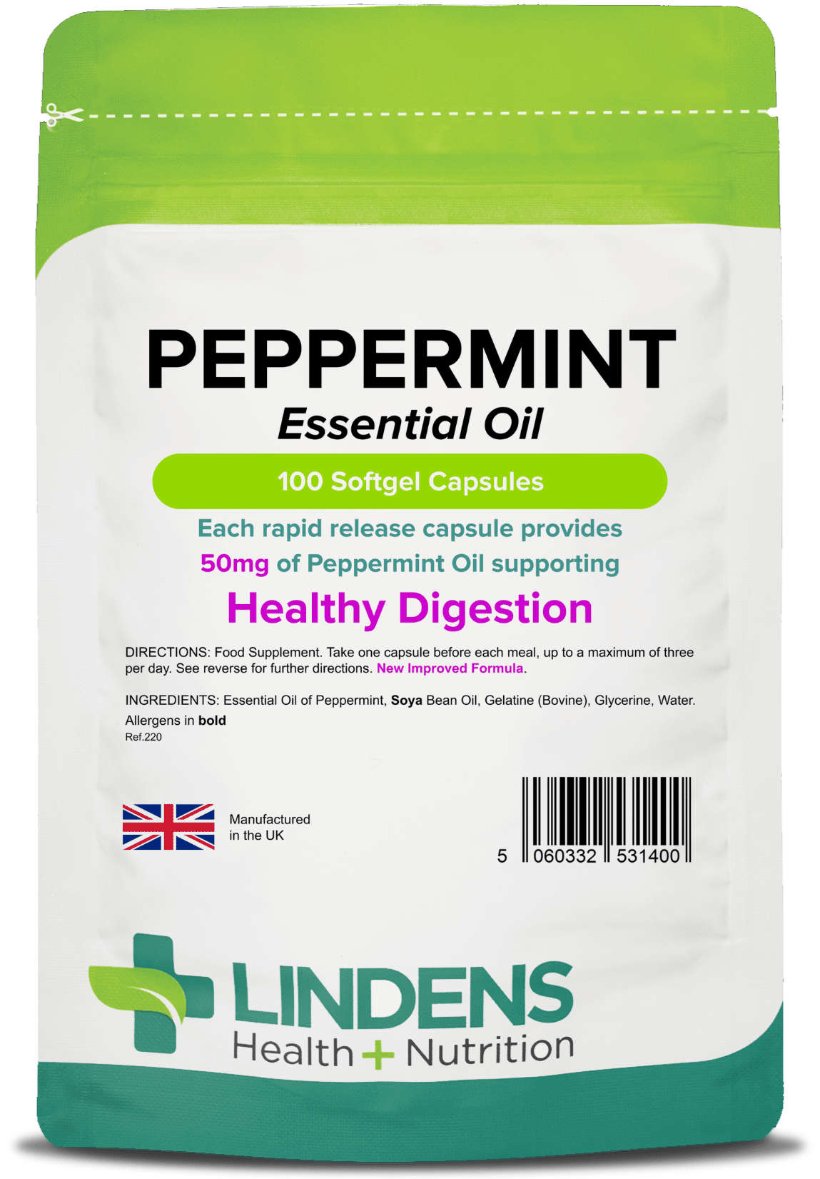 Peppermint Oil 50mg Capsules | Botanicals | Lindens – Lindens Health ...