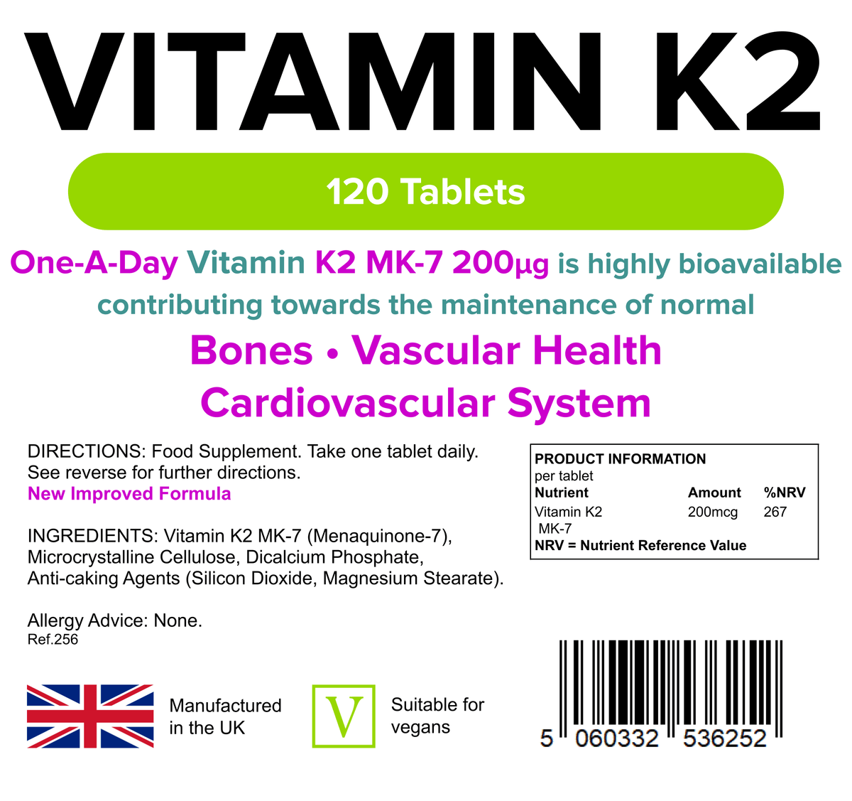Vitamin K2 200mcg Tablets – Lindens Health + Nutrition