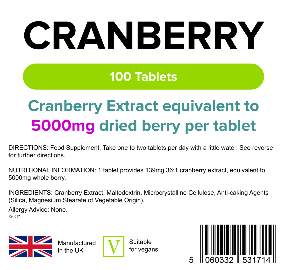 Cranberry Juice 5000mg Tablets | Supplements | Lindens – Lindens Health ...