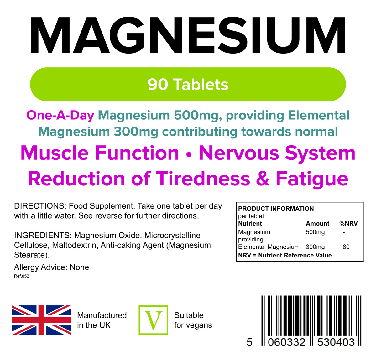 Magnesium Tablets (MgO 500mg) | Minerals | Lindens – Lindens Health ...