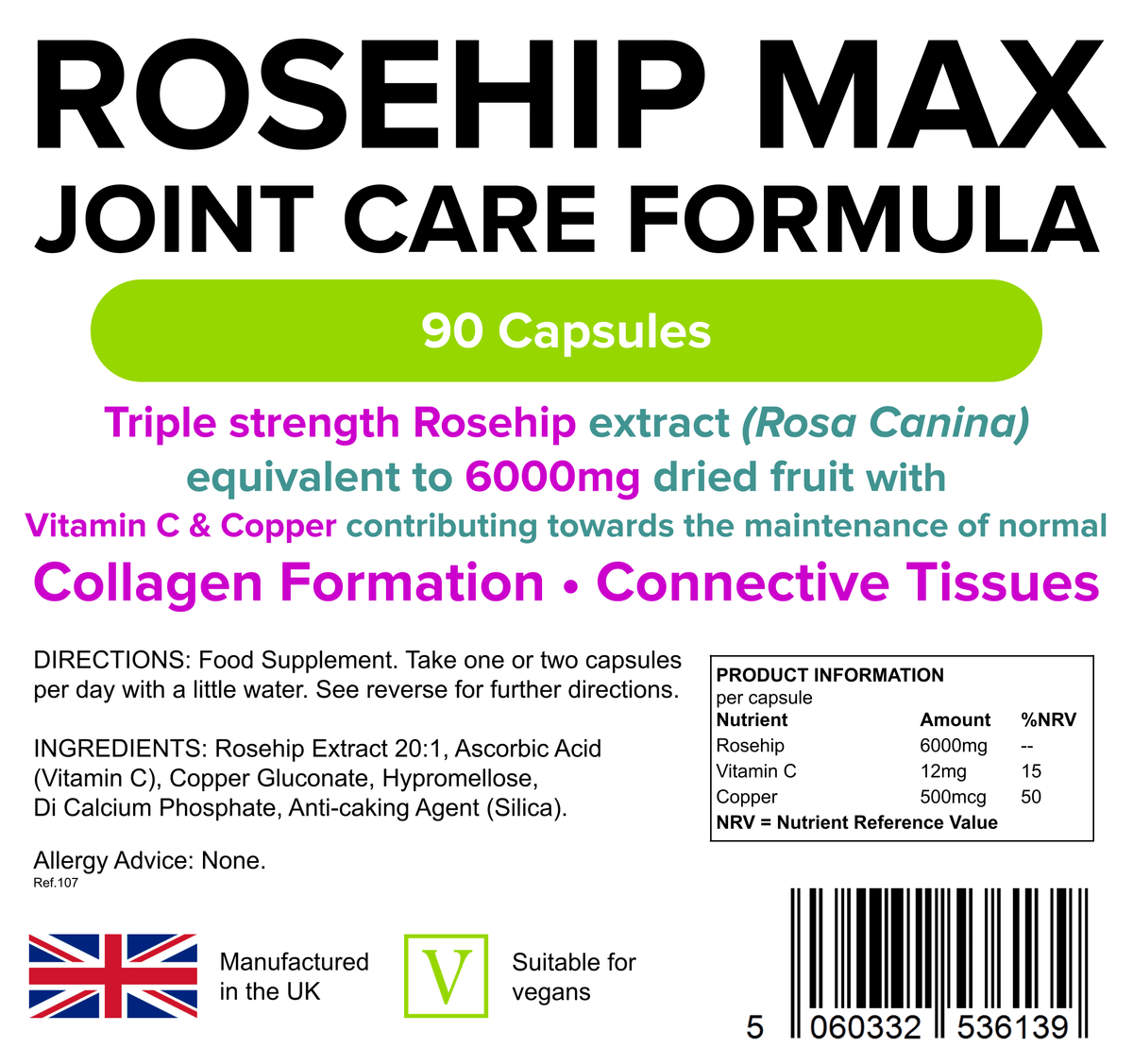 Rosehip Max Joint Care Formula Capsules | Supplements | Lindens ...