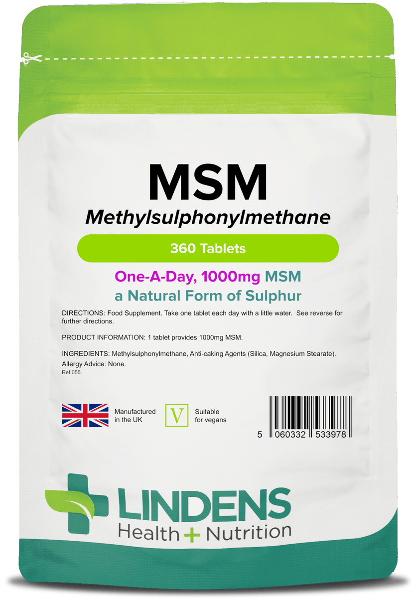 MSM (methylsulfonylmethane) 1000mg Tablets | Minerals | Lindens ...