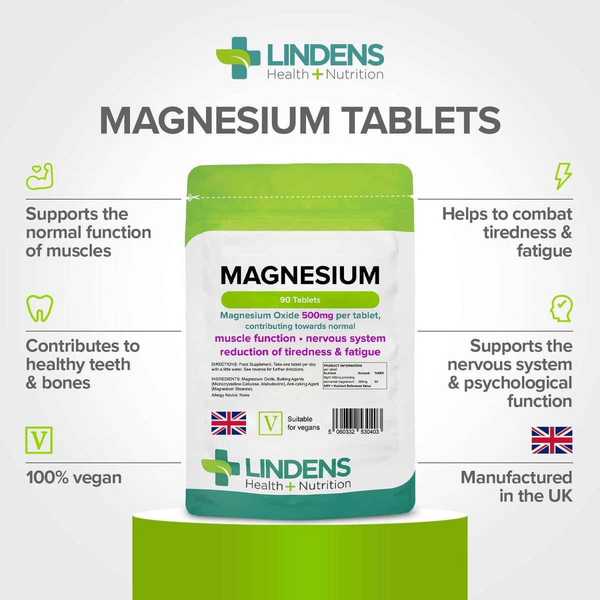 Magnesium Tablets (MgO 500mg) | Minerals | Lindens – Lindens Health ...